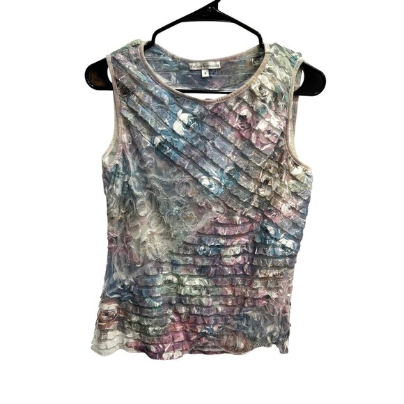 Moa Moa | Tops | Moa Moa Medium Sleeveless Multicolor Textured Floral ...